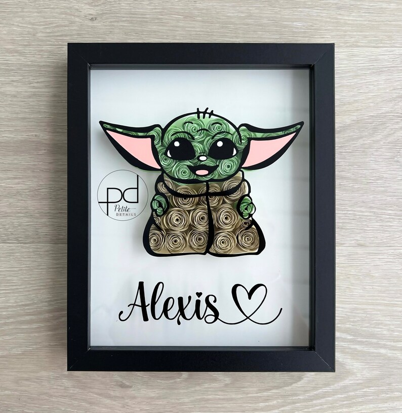 Baby Yoda Paper Flower Shadow Box | Wall Decor | Flower Box ...