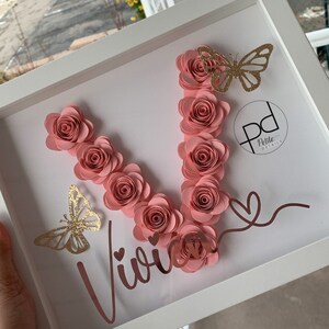Initial & Name Flower Box | Paper Flower Shadow Box | Customized Gift ...