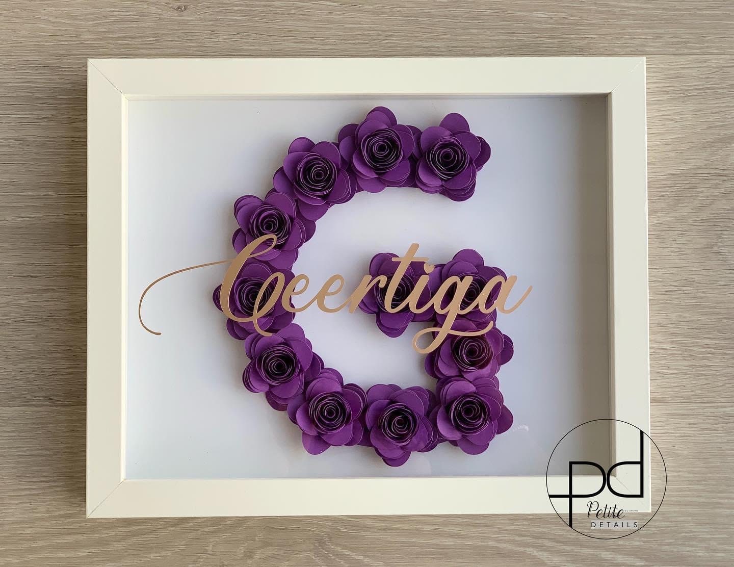 Initial & Name Flower Box Paper Flower Shadow Box - Etsy