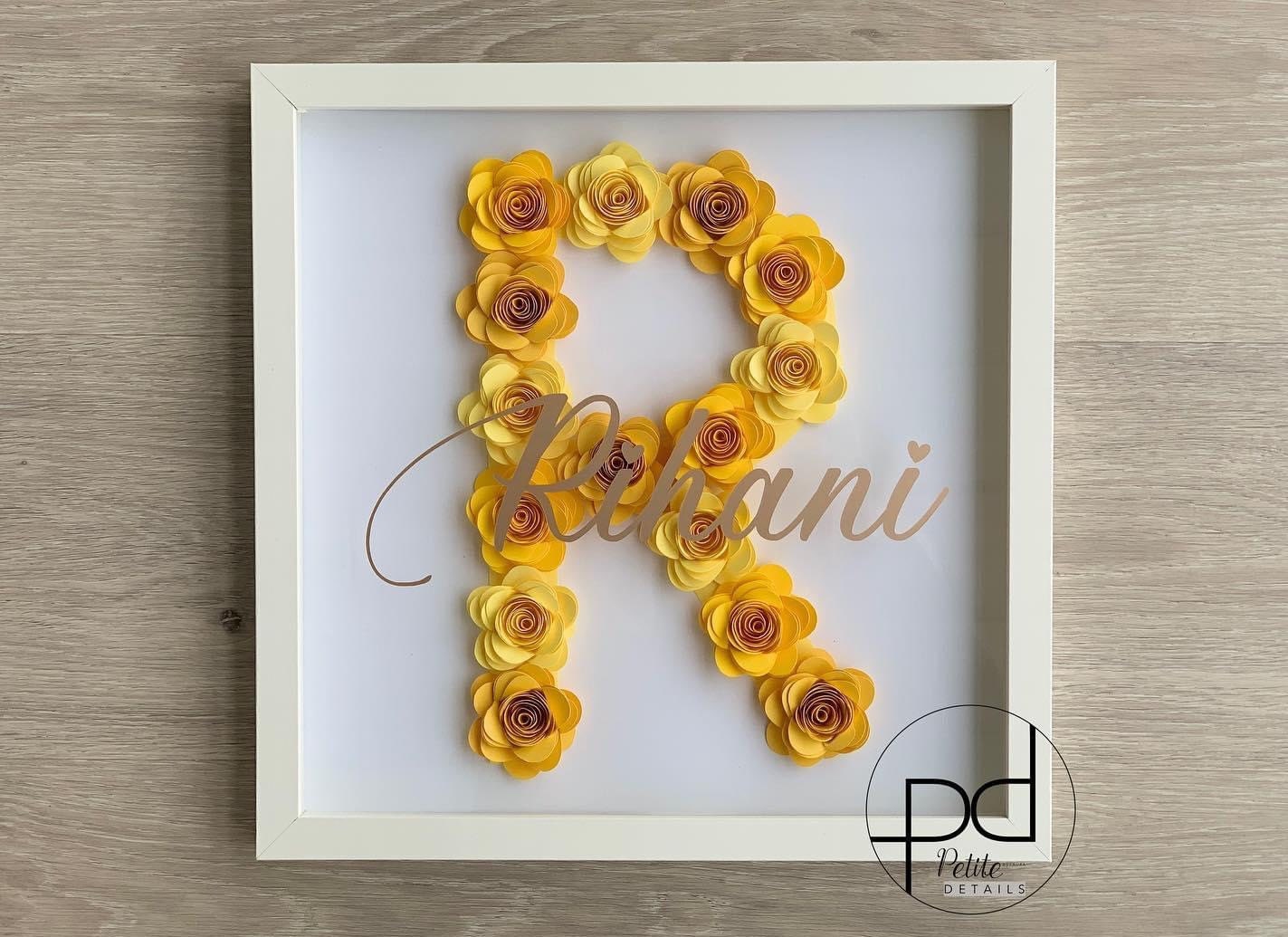 Initial & Name Flower Box Paper Flower Shadow Box - Etsy