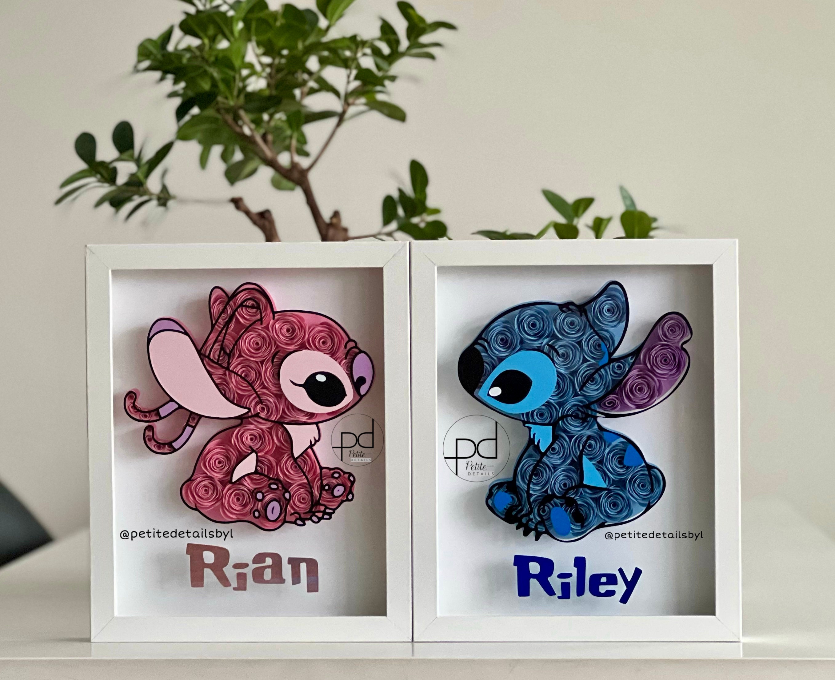 Stitch and Angel Paper Flower Shadow Box Wall Decor Flower Box ...