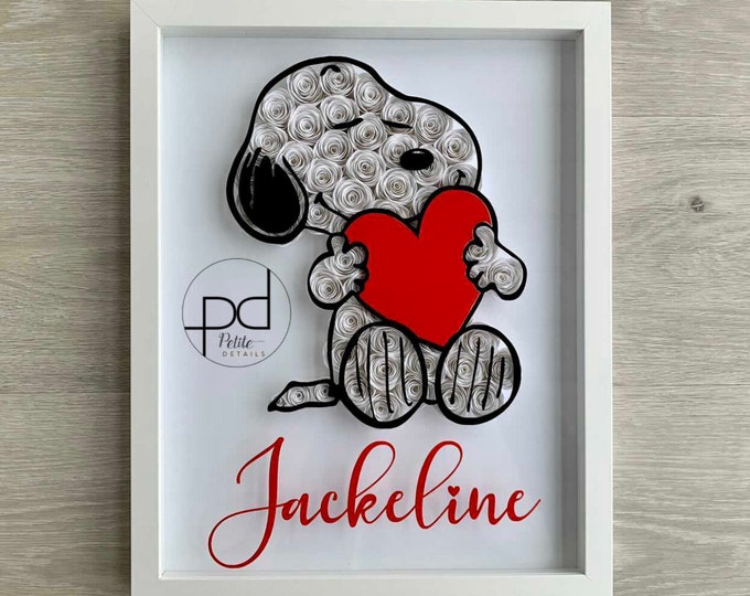 Snoopy Paper Flower Shadow Box Wall Decor Flower Box Personalized Gift ...