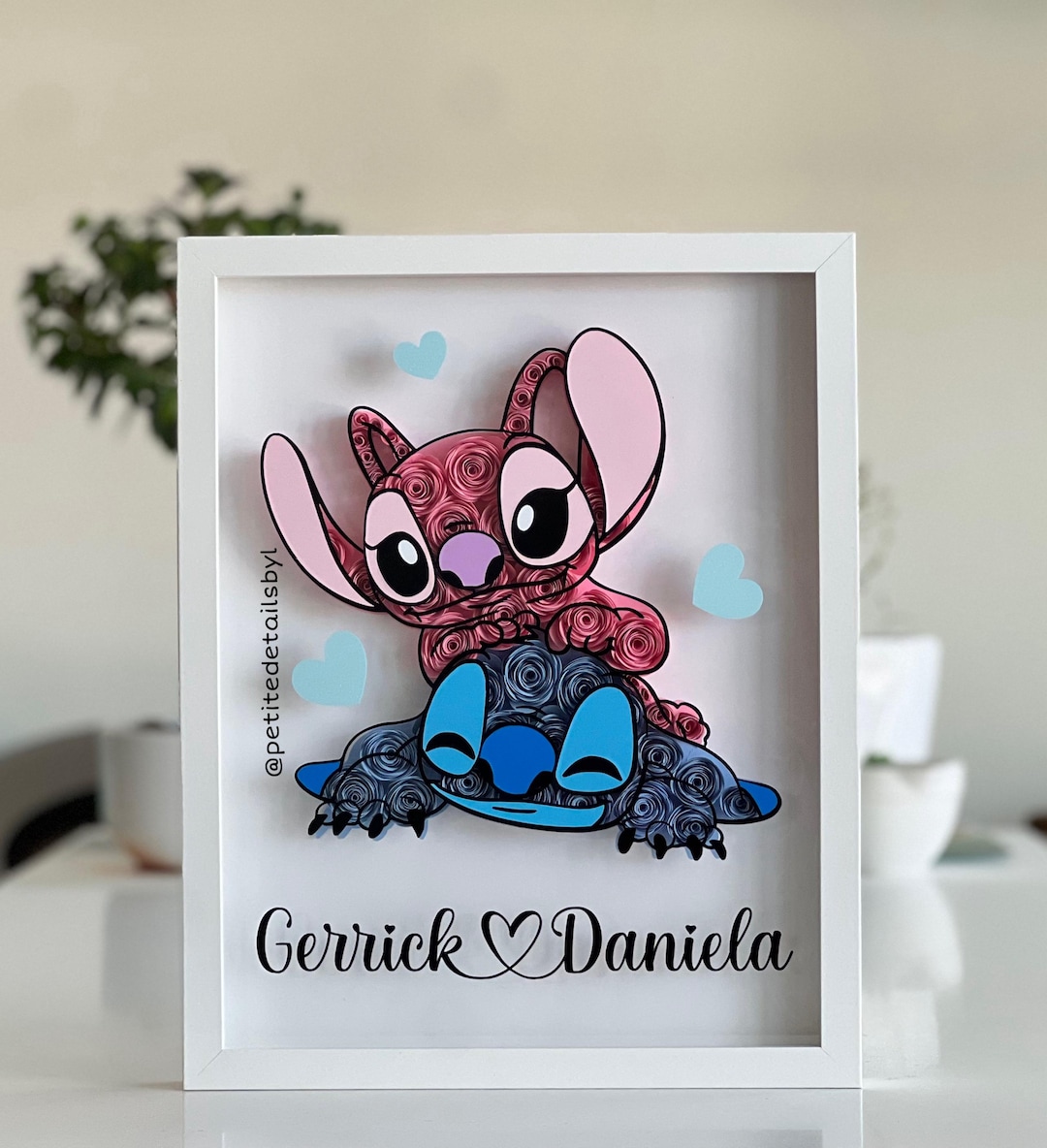 Stitch and Angel Flower Shadow Box | Wall Decor | Flower Box ...