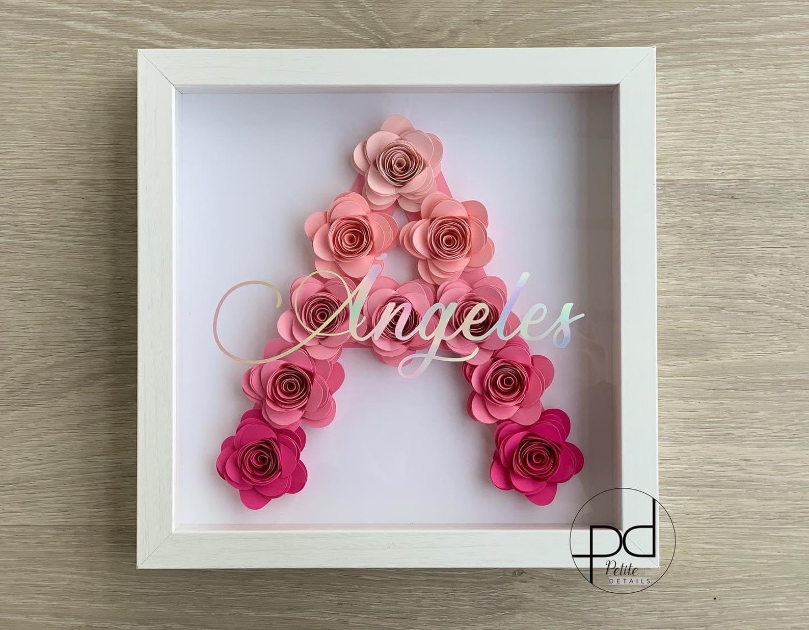 Initial & Name Flower Box Paper Flower Shadow Box - Etsy