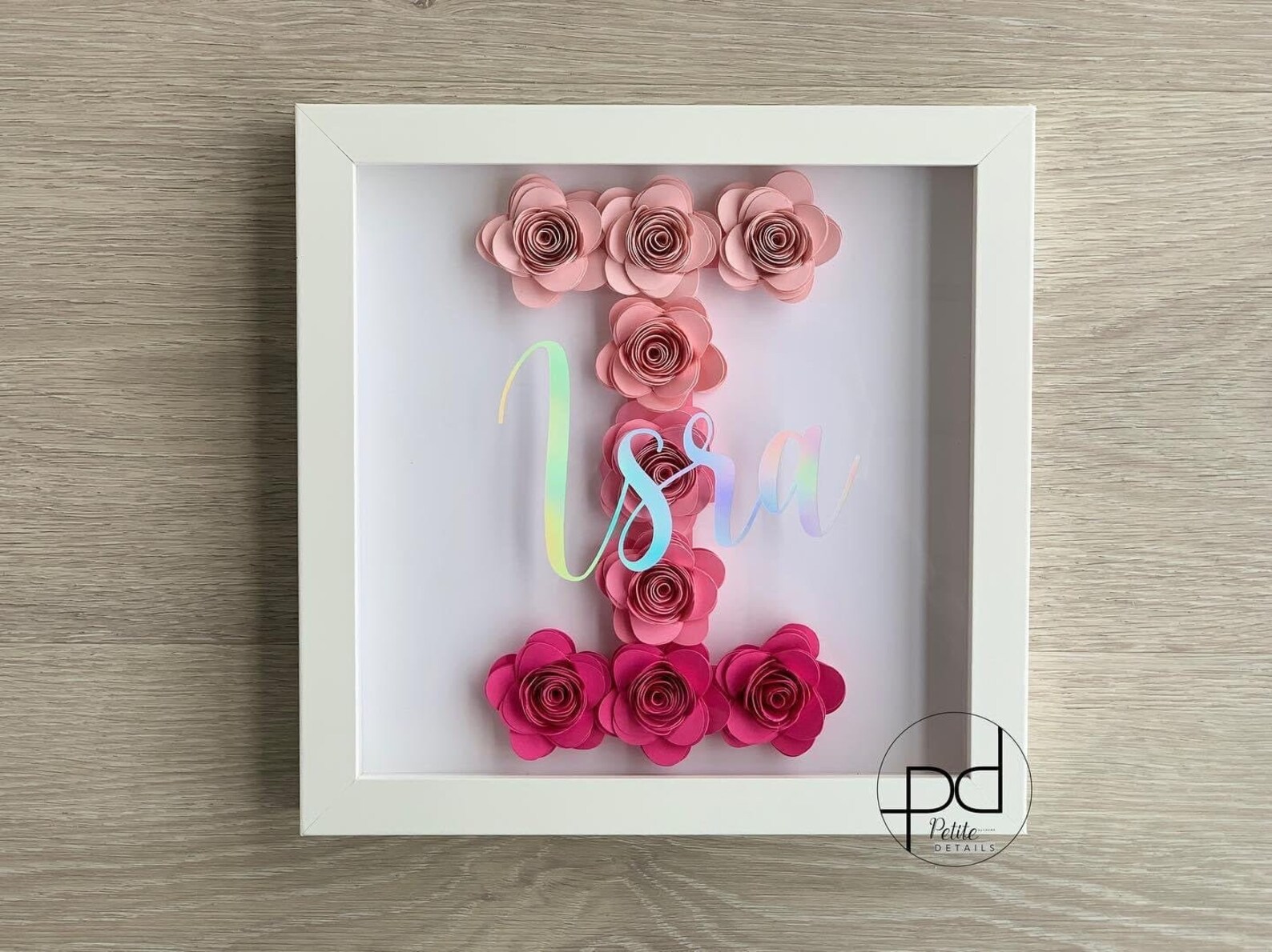 Initial & Name Flower Box Paper Flower Shadow Box - Etsy