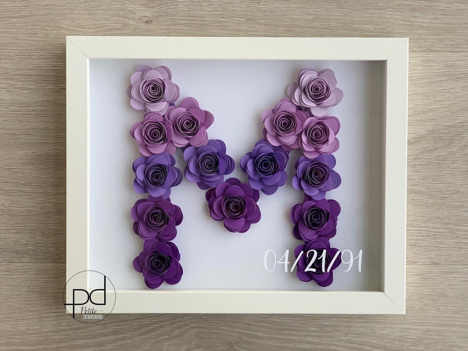 Initial & Name Flower Box Paper Flower Shadow Box - Etsy