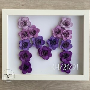 Initial & Name Flower Box | Paper Flower Shadow Box | Customized Gift ...