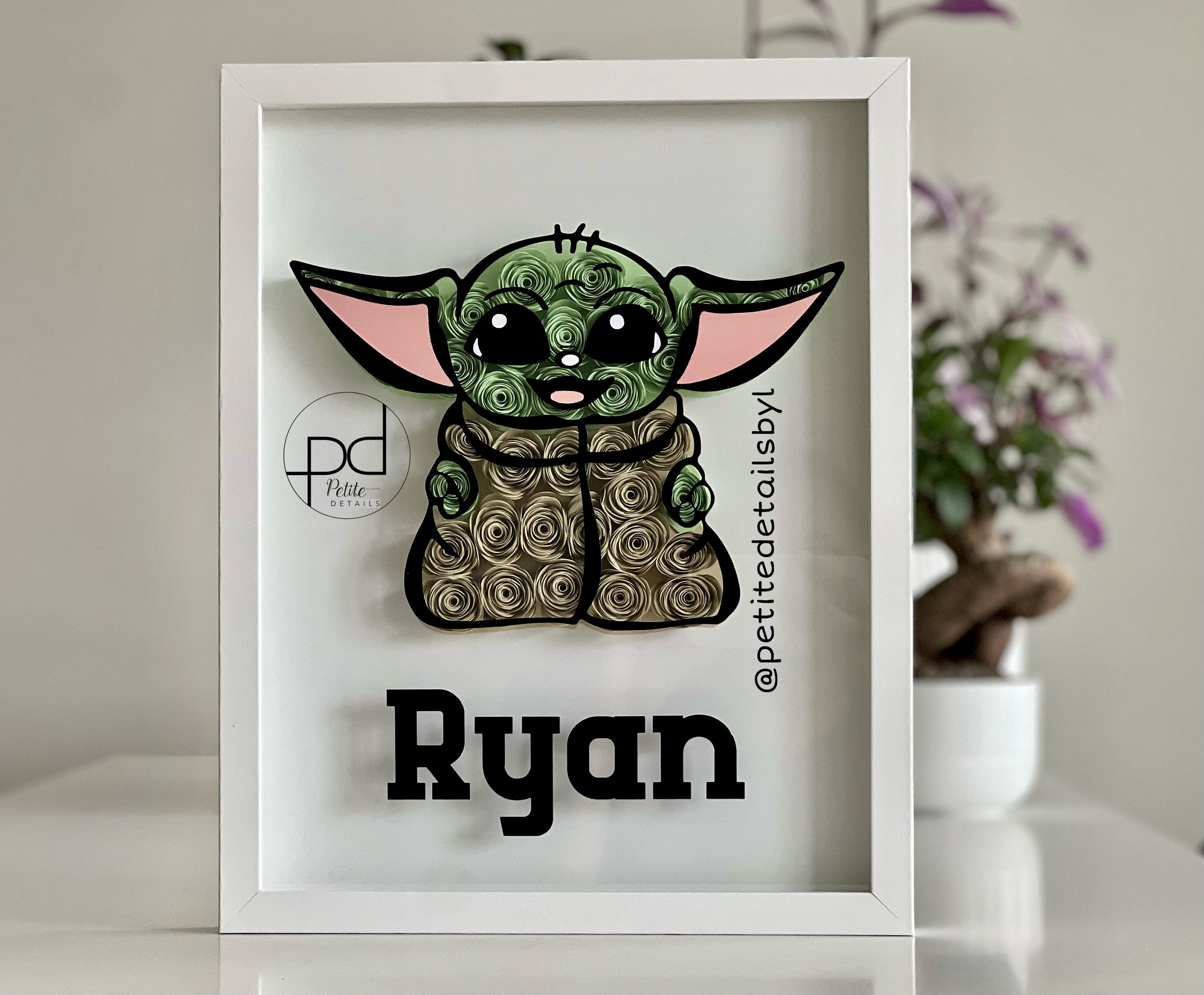Baby Yoda Paper Flower Shadow Box | Wall Decor | Flower Box ...
