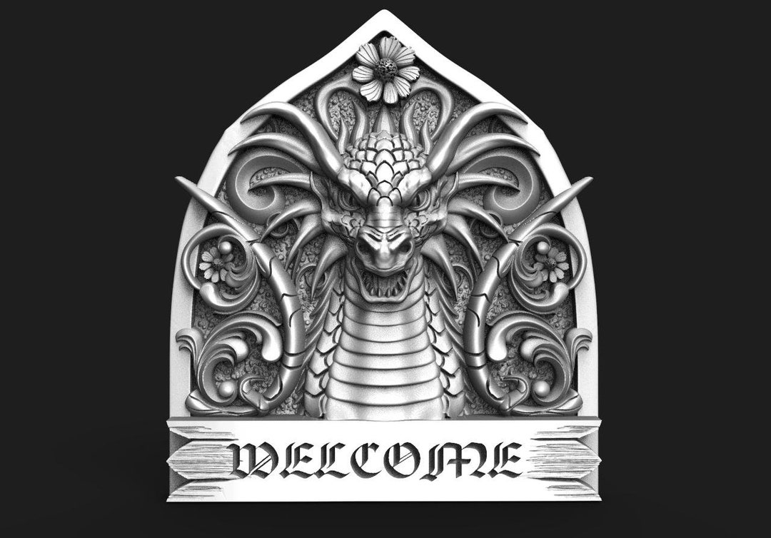 Digital File Dragon Welcome Sign, CNC 3d Model STL - Etsy