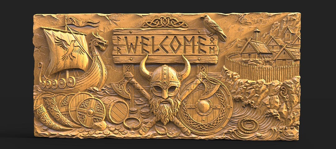 Viking Welcome Sign 3D Model, STL File for CNC and 3D Printing - Etsy