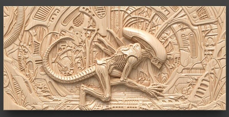 Alien Xenomorph CNC 3D Model, STL File for CNC and 3D Printing - Etsy