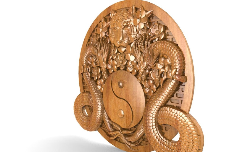 Digital File Yin Yang Dragons CNC 3d Model Stl - Etsy