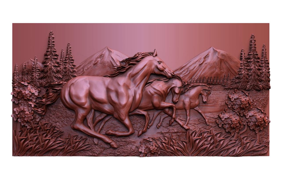 Digital File Horses 5 CNC 3d Model Stl - Etsy