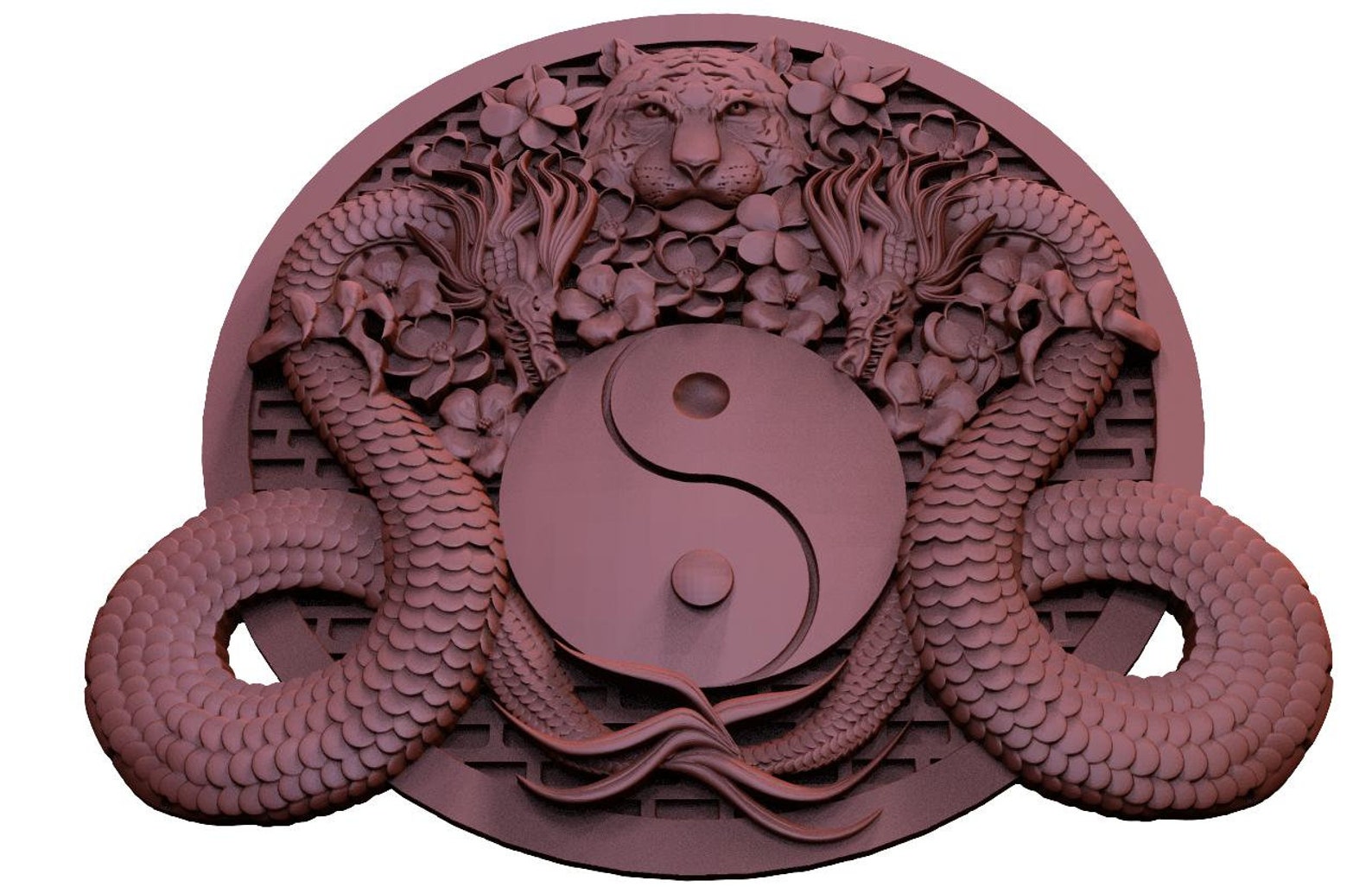 Digital File Yin Yang Dragons CNC 3d Model Stl - Etsy