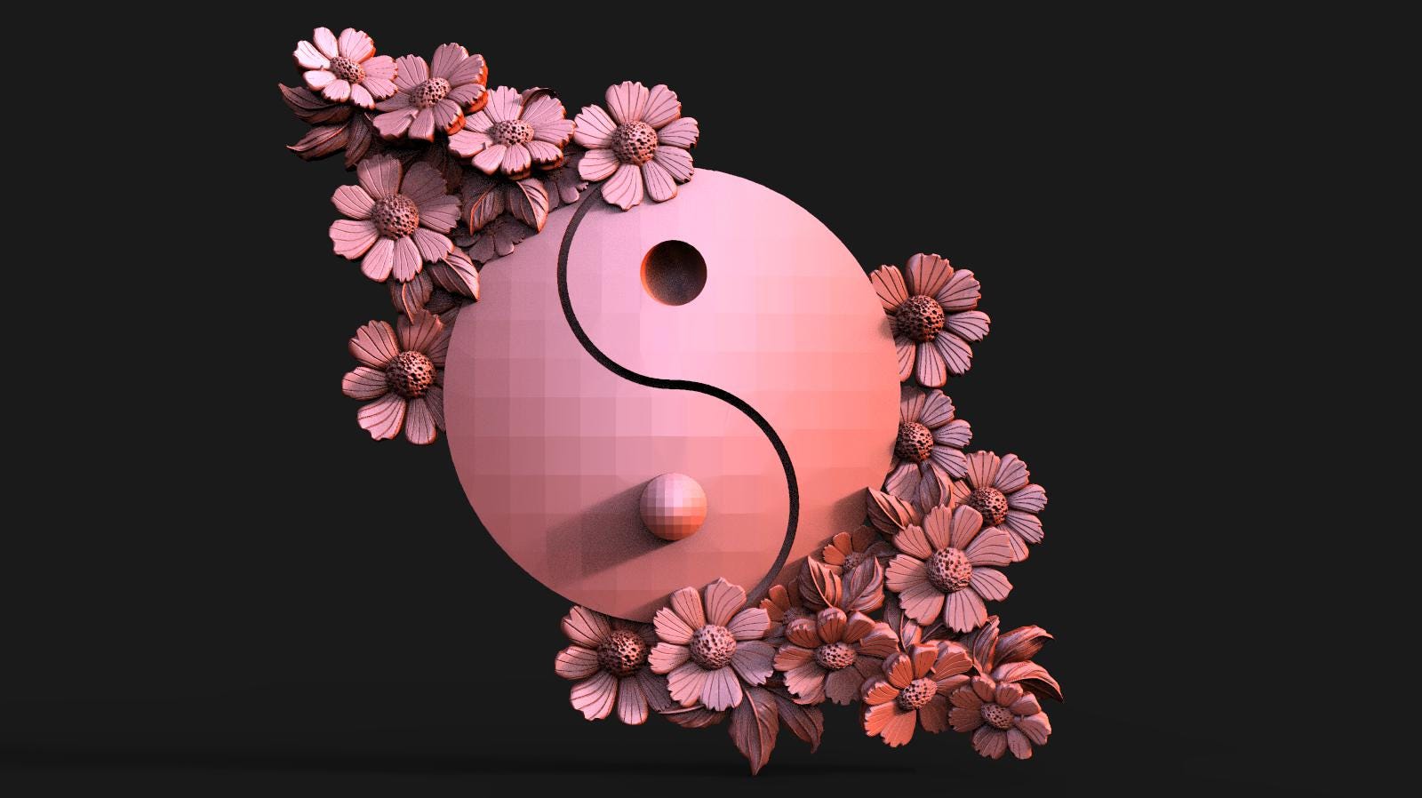 Yin Yang and Flowers CNC 3d Model, STL File - Etsy