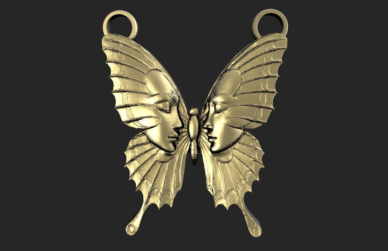 Reflected Faces Butterfly 3D Model, STL File for Jewelry and CNC - Etsy