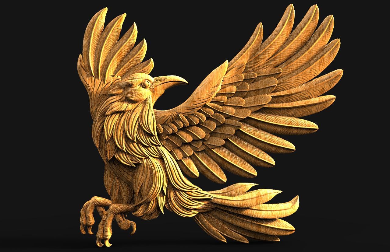 Crow 3D Model, STL File CNC Router 3D Printer - Etsy