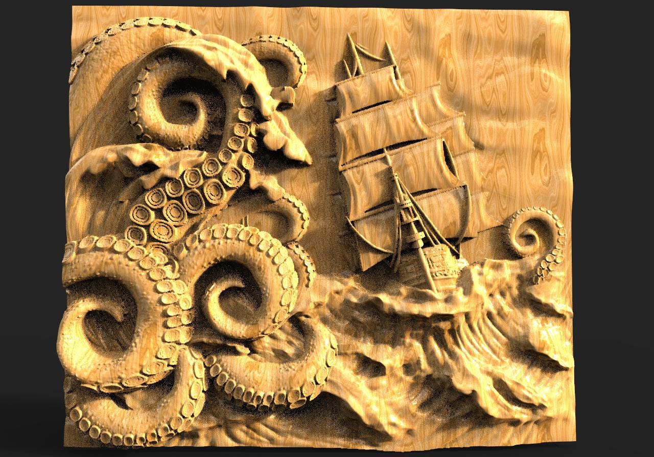 Digital File Ship and Tentacles CNC, 3d Model STL - Etsy