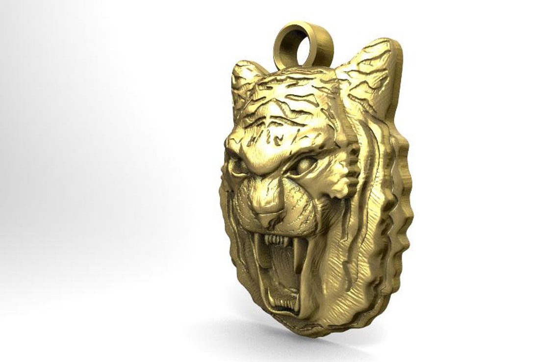 Digital file tiger head pendant jewelry 3d model stl | Etsy