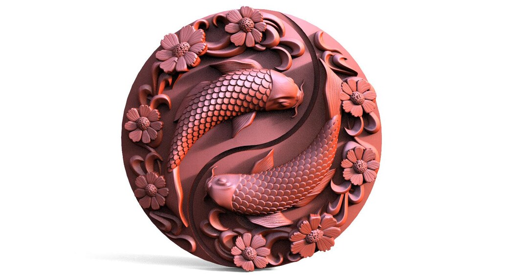 Digital File Yin Yang Koi Fish CNC 3d Model Stl - Etsy