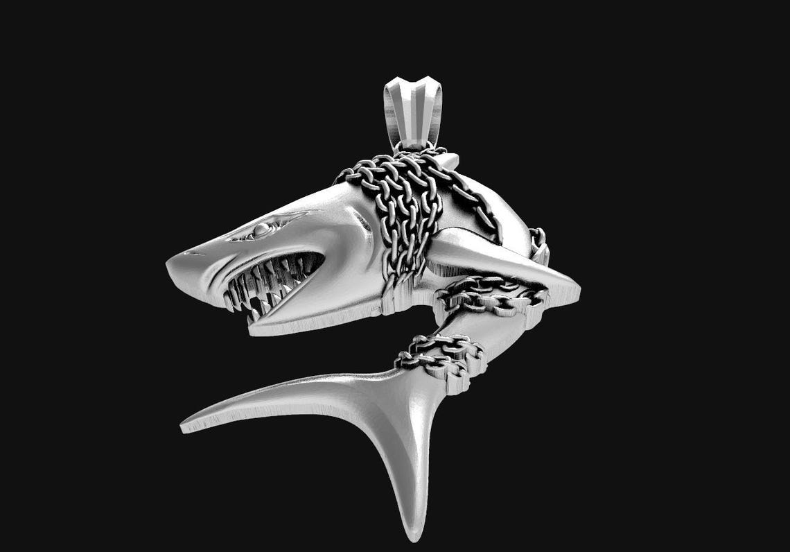 Digital File Shark Pendant Jewelry 3d Model STL - Etsy