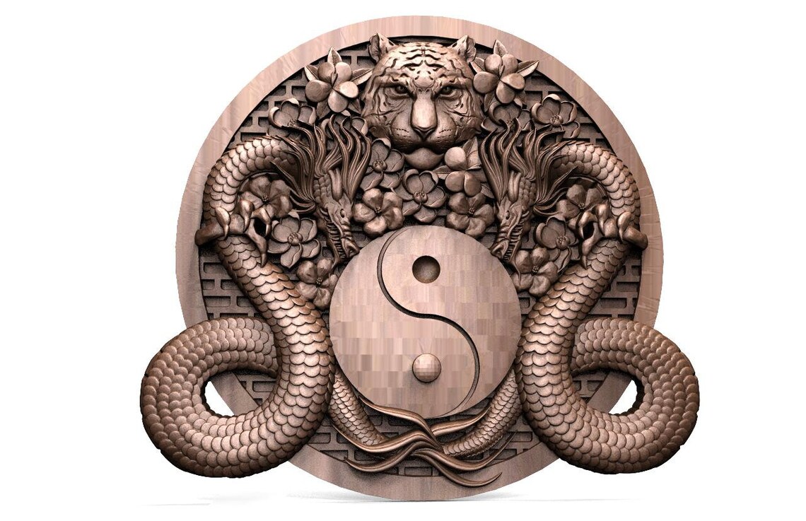 Digital File Yin Yang Dragons CNC 3d Model Stl - Etsy