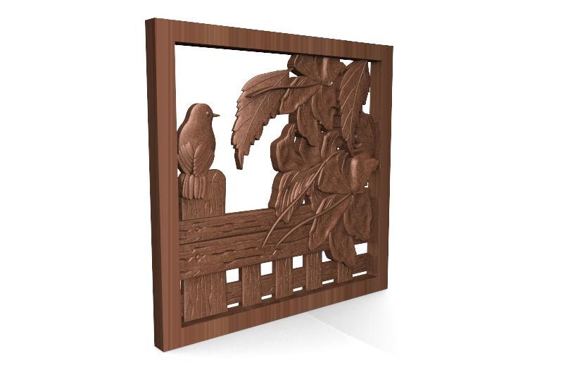 Digital file bird and flowers cnc 3d model stl | Etsy