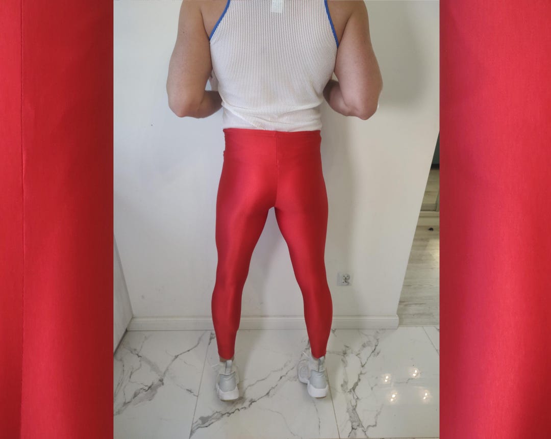 Red Leggings Vintage Shiny Spandex Size S - Etsy