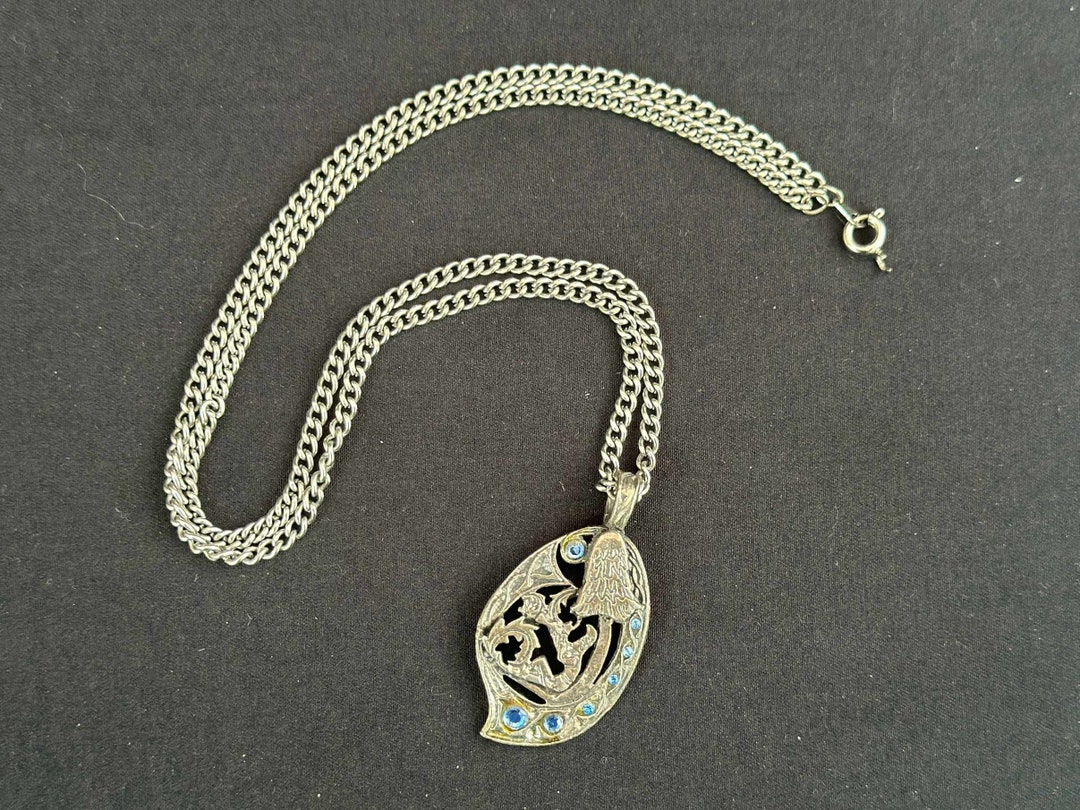 Fire and Ice Fantasy Pixie Toadstool Necklace Pendant Silver Pewter ...