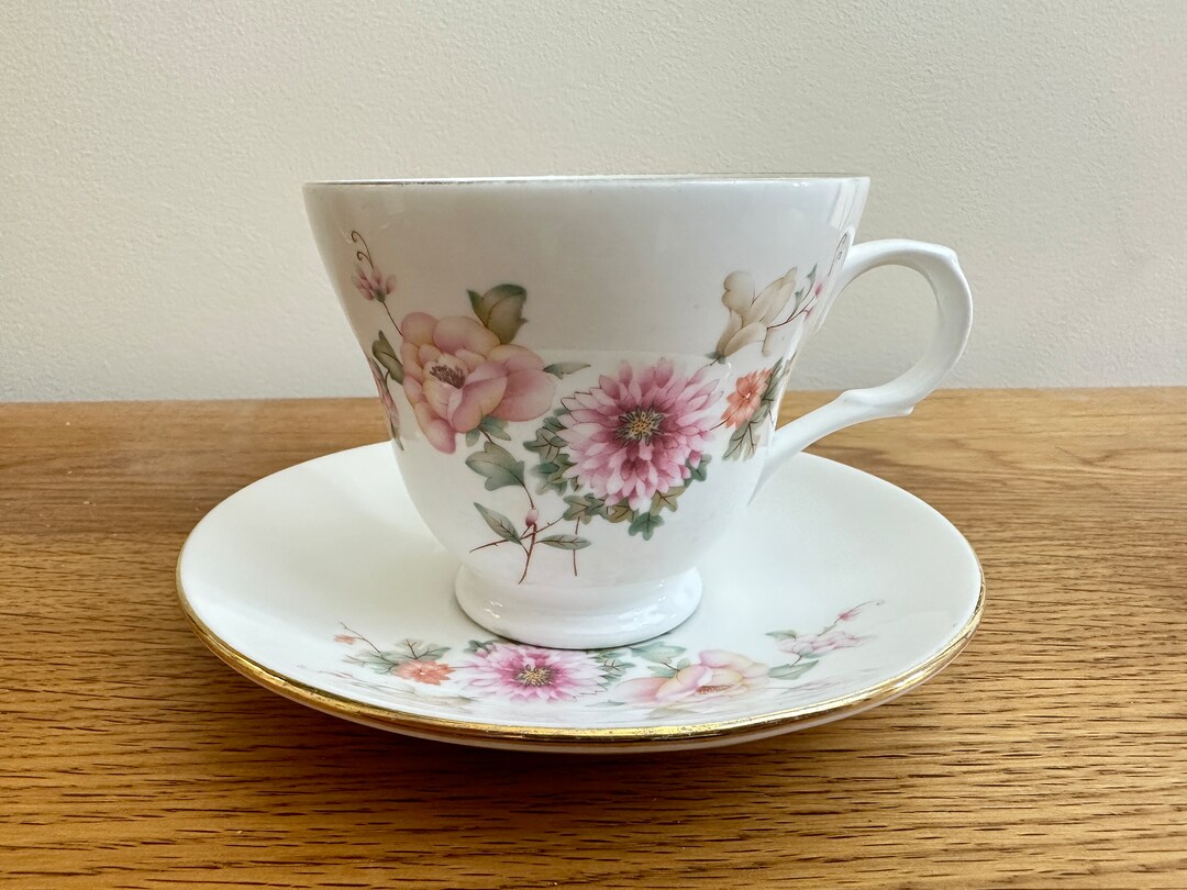 Bone China John Sinclair Pink Flowers Cup and Saucer - Etsy