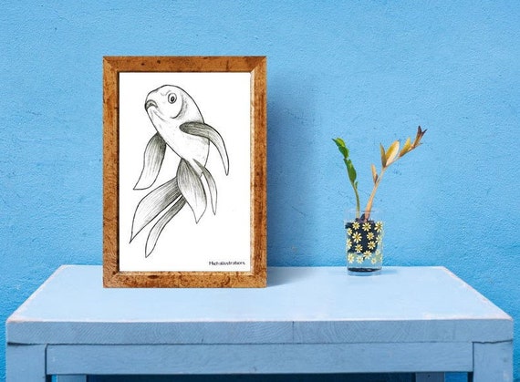 Sassy Fish Art Print A3 Illustration | Etsy