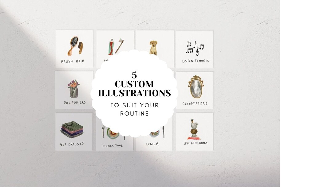 5 Custom Illustrations Visual Schedule, Routine Card, Daily Rhythm Card ...