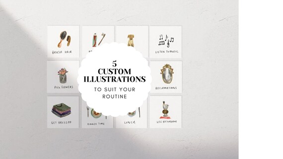 5 Custom Illustrations Visual Schedule Routine Card Daily - Etsy