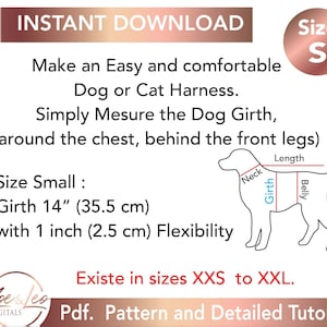 Dog Harness Pattern, Dog Clothes Pattern, Step in Dog Harness, Non Choking Dog Harness, Size ...