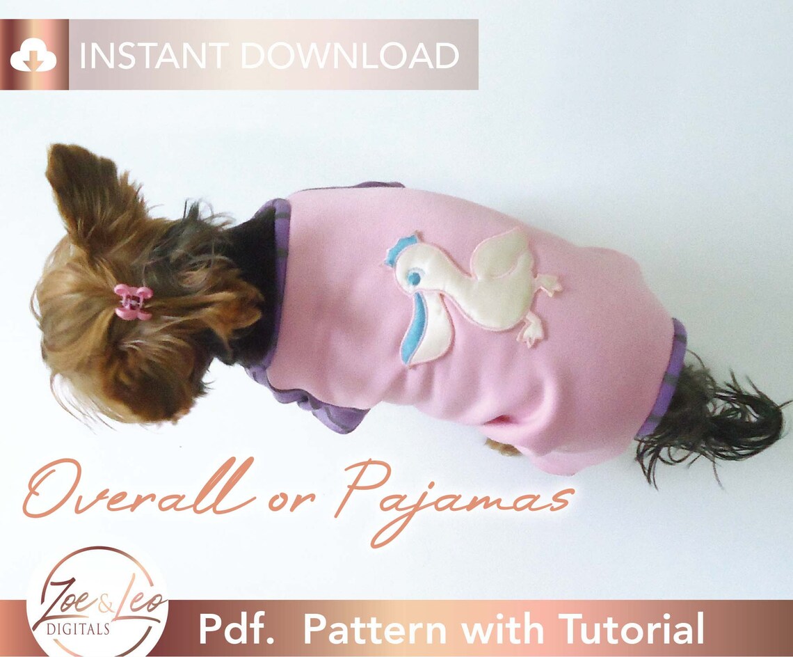 Dog Pajamas Pattern Dog overalll pattern Small dogs clothes | Etsy