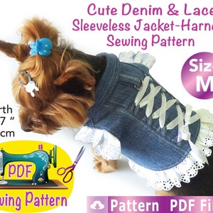 Denim & Lace Dog Jacket Harness Sewing Pattern - Size M (PDF Pattern ...