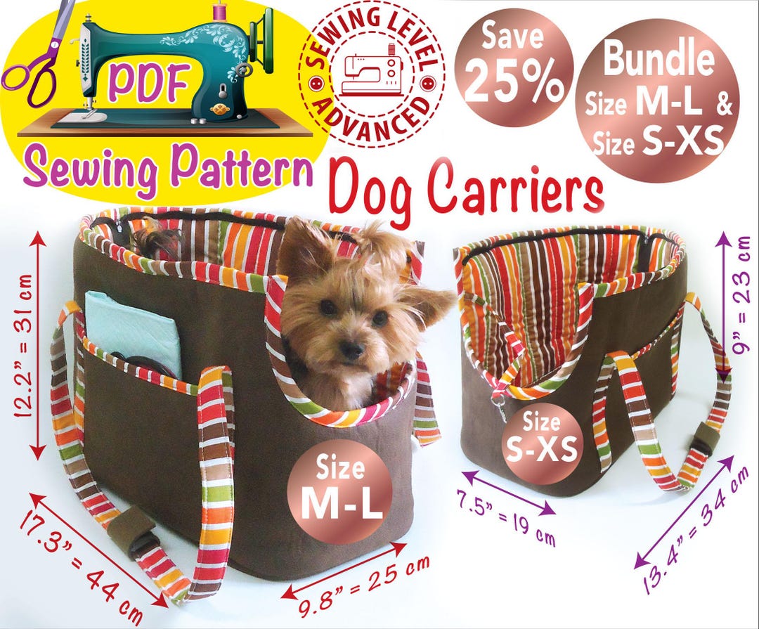 Dog Carrier Sewing Pattern: Pet Shoulder Bag, Size S-XS & M-L (PDF ...