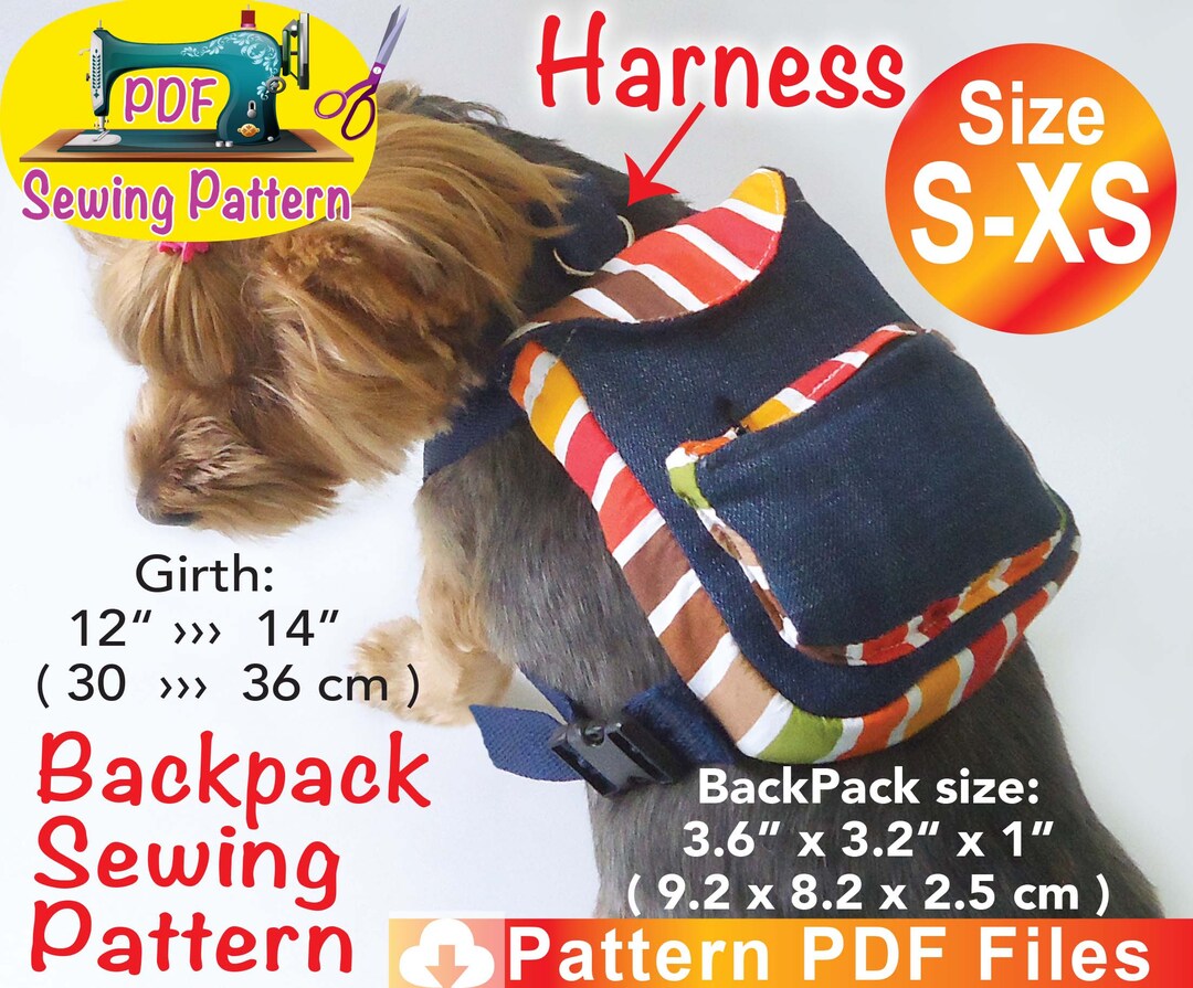 Dog Cat Backpack Harness Sewing Pattern, XS-S (PDF Pattern) - Etsy