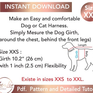 Dog Harness Pattern, Dog Clothes Pattern, Step in Dog Harness, Non ...