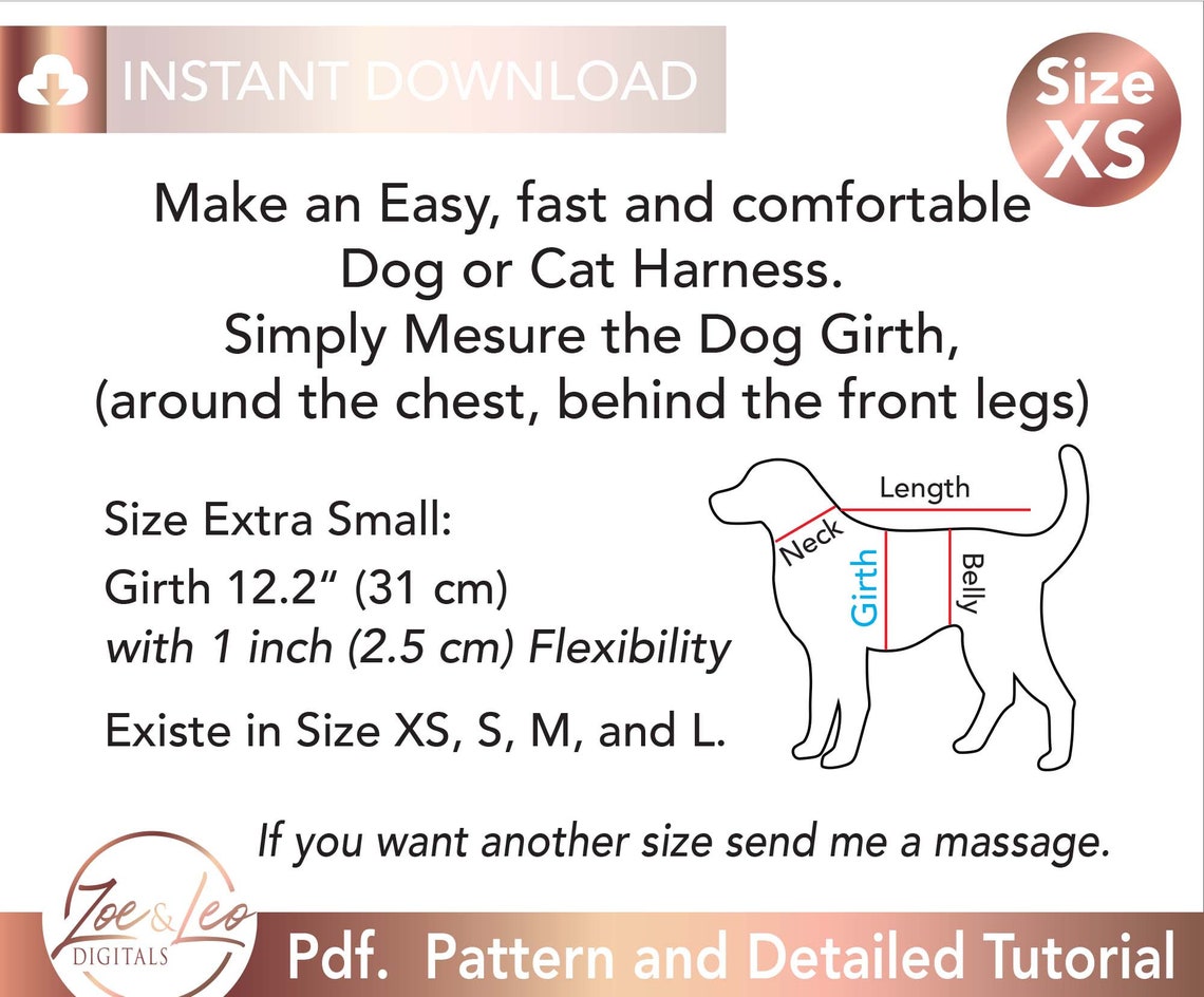 Dog Harness Pattern Dog Clothes Pattern Step in dog harness | Etsy