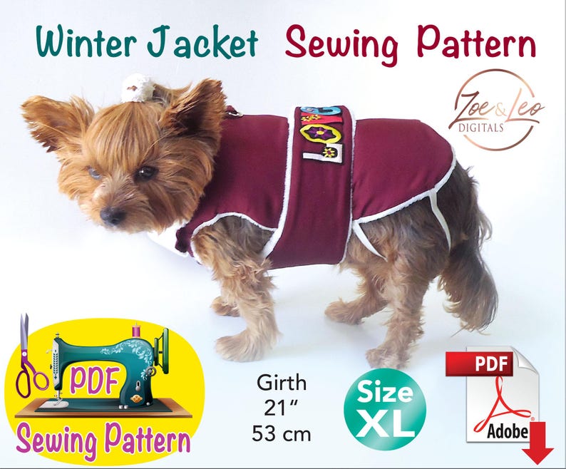 Dog Jacket Sewing Pattern, Fleece Lined Padded Coat (PDF Pattern) - Etsy