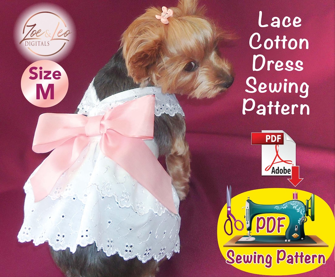 Dog Lace Summer Cotton Dress Pattern, Cat Summer Dress, Cute Pet Summer ...