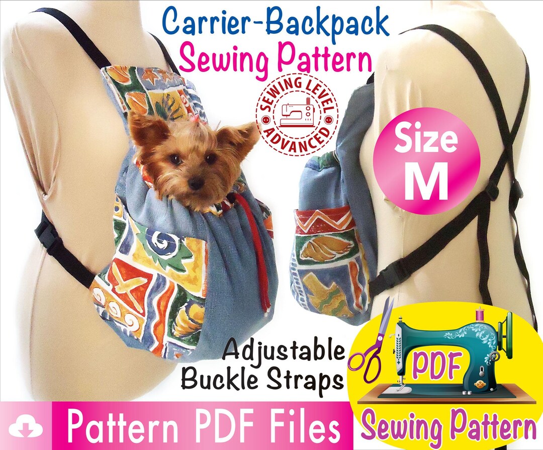 Dog Carrier Backpack Sewing Pattern: Kangaroo Style, Size M (PDF ...