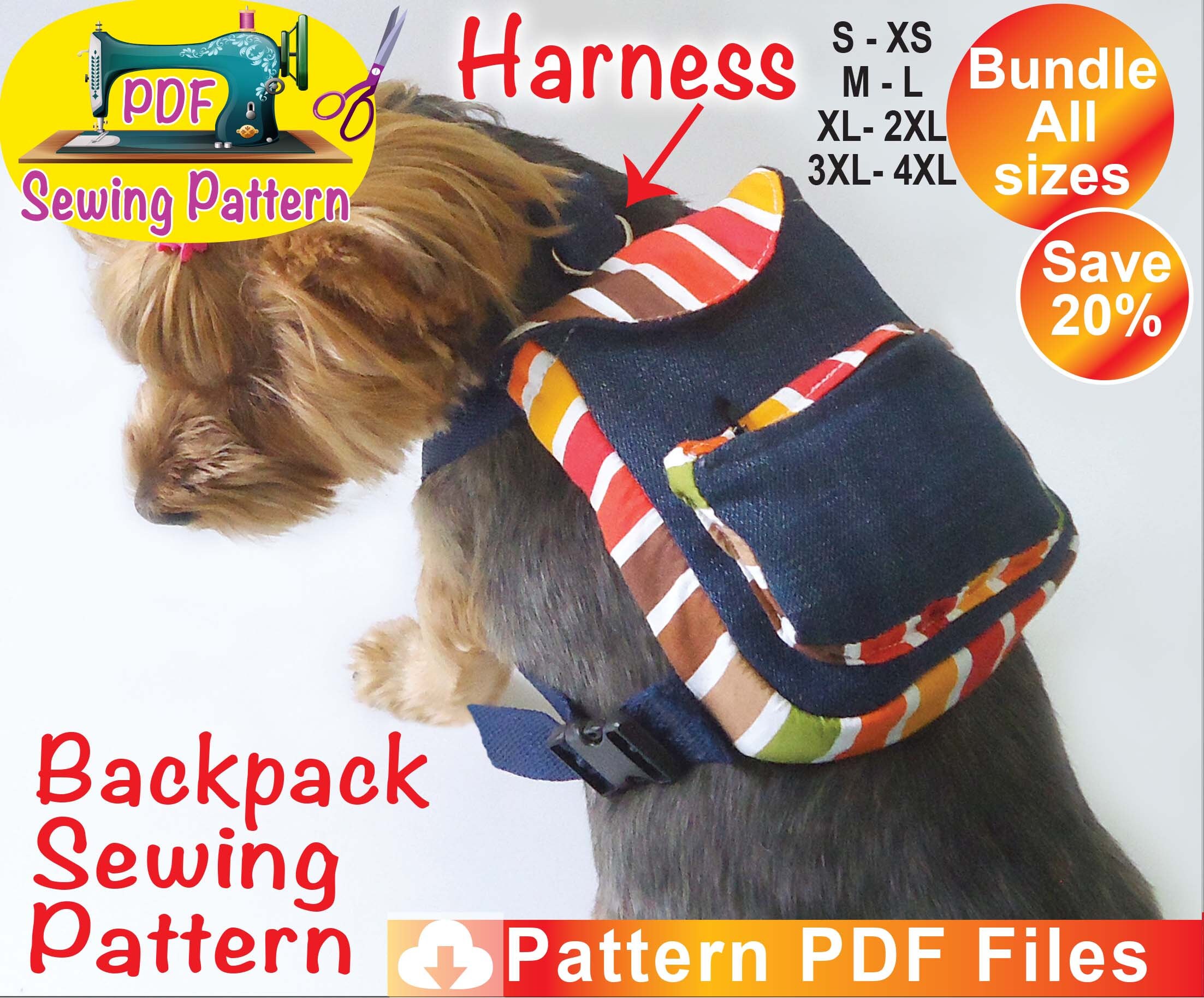 Dog Backpack Harness Sewing Pattern: All Sizes (PDF Pattern) - Etsy