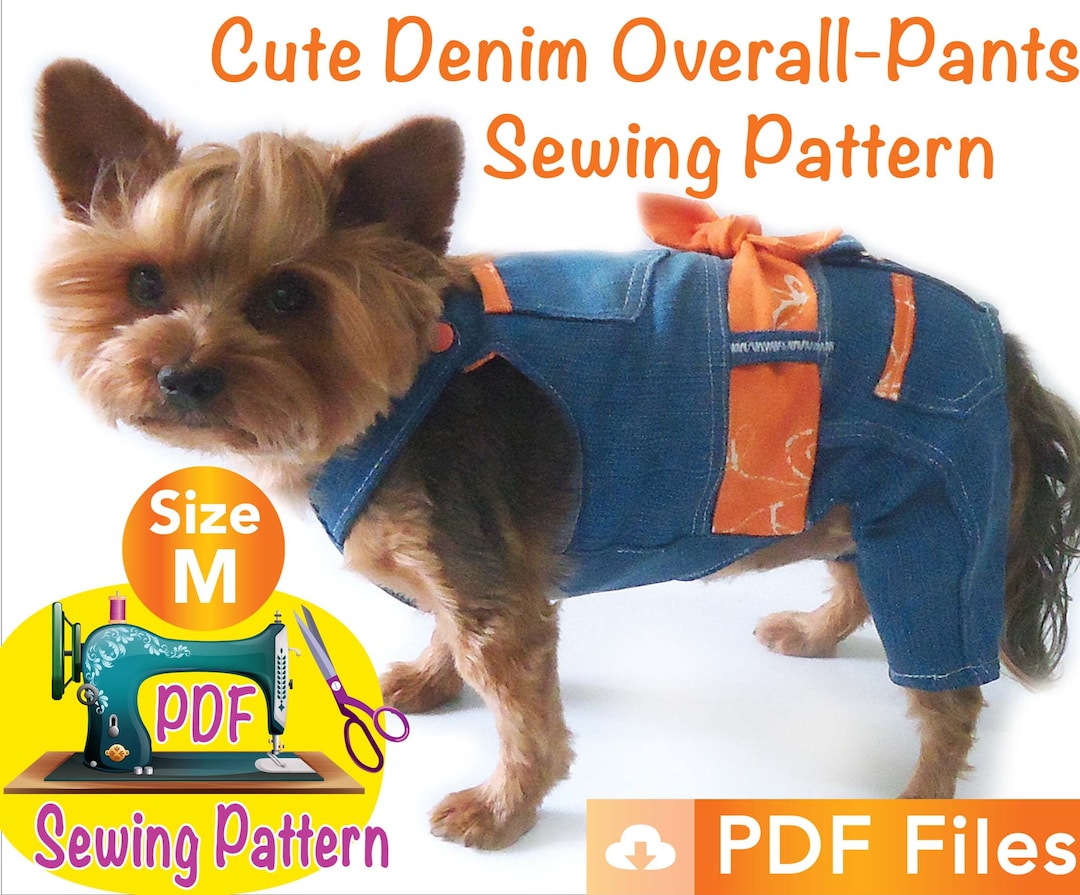 Dog Denim Overall Pants Sewing Pattern: Pet Salopettes, Size M (PDF ...