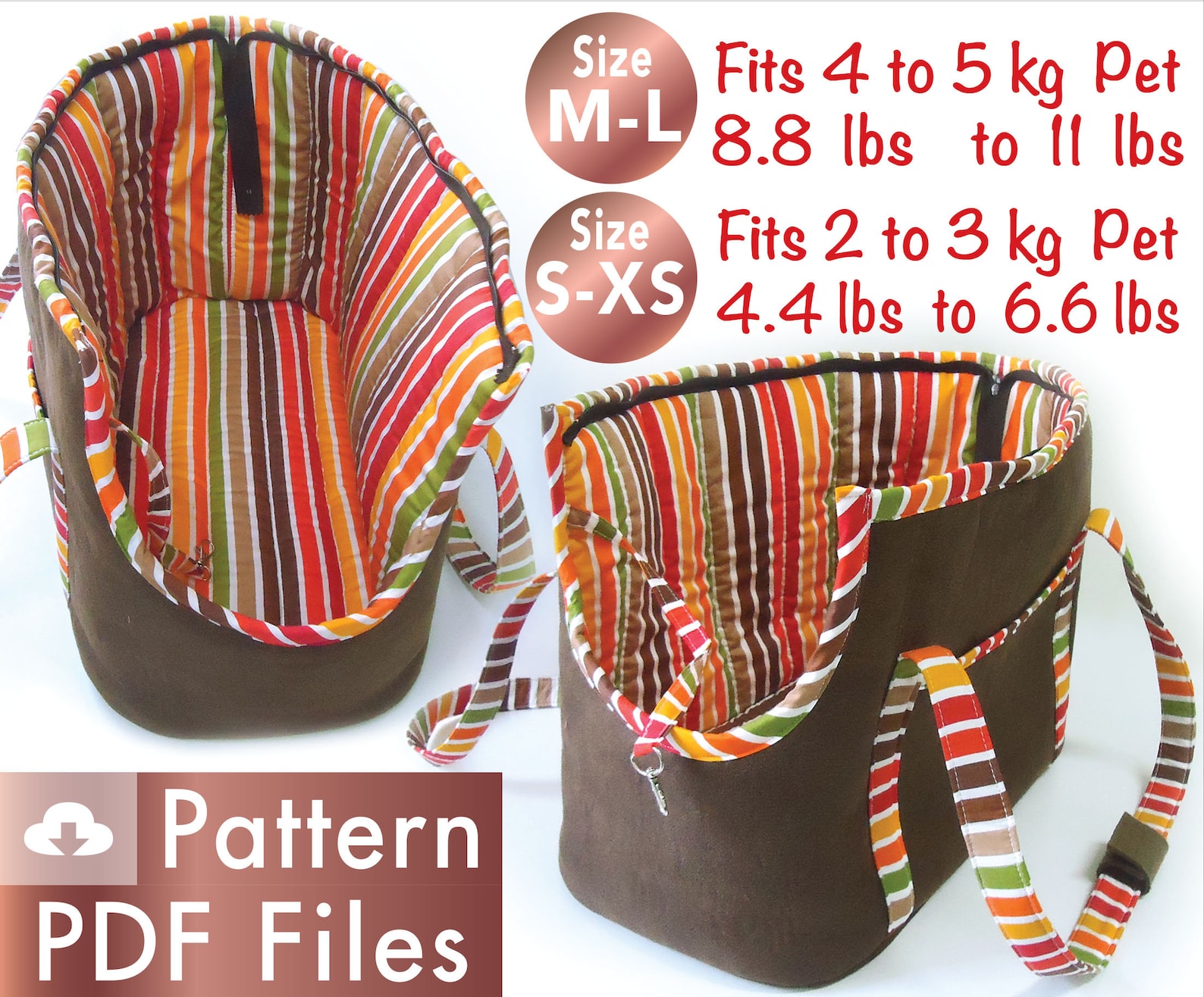 Dog Carrier Sewing Pattern: Pet Shoulder Bag, Size S-XS & M-L (PDF ...