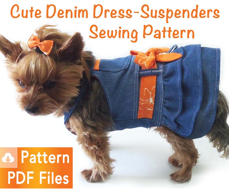 Dog Denim Dress Suspenders Sewing Pattern, Pet Denim Dress Sewing ...