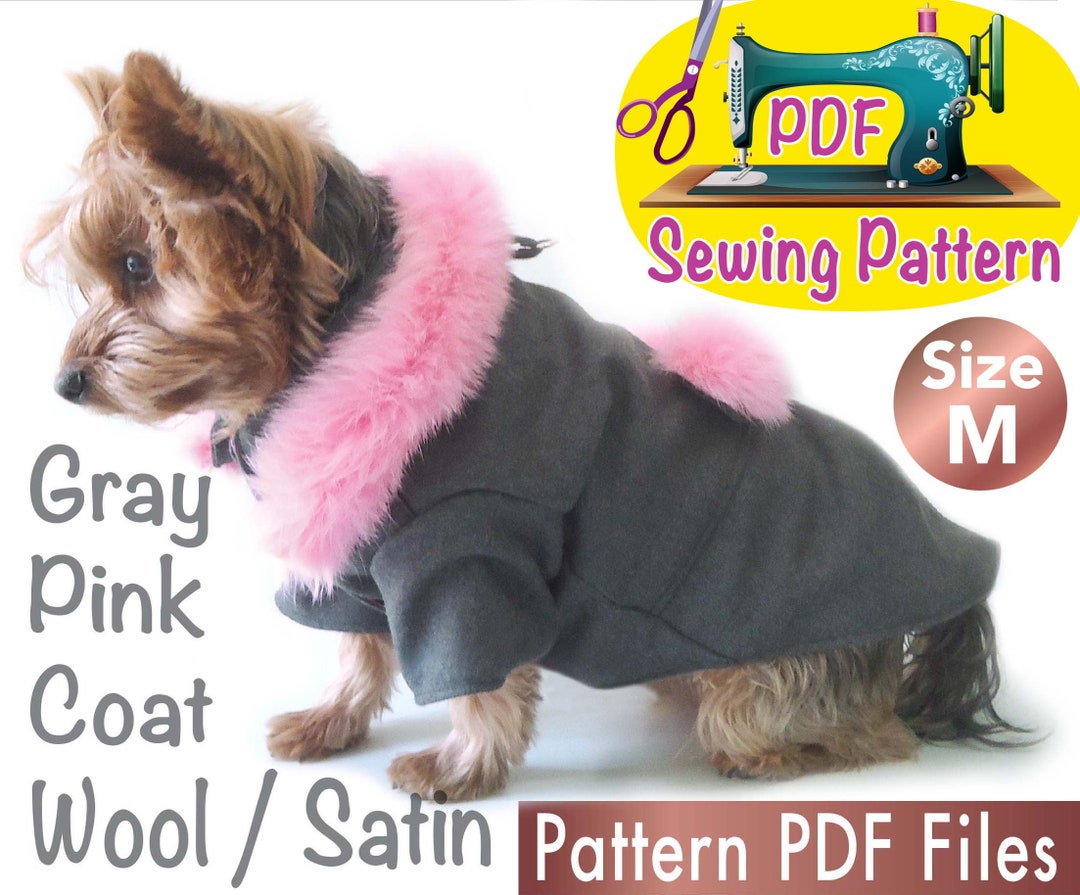 Dog Coat Sewing Pattern, Gray Wool, Pink Trim (PDF Pattern) - Etsy