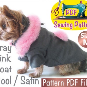 Dog Coat Sewing Pattern, Gray Wool, Pink Trim (PDF Pattern) - Etsy