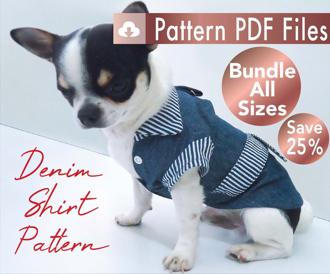Dog Denim Shirt Sewing Pattern: Summer Clothes Harness (size XS-XL ...